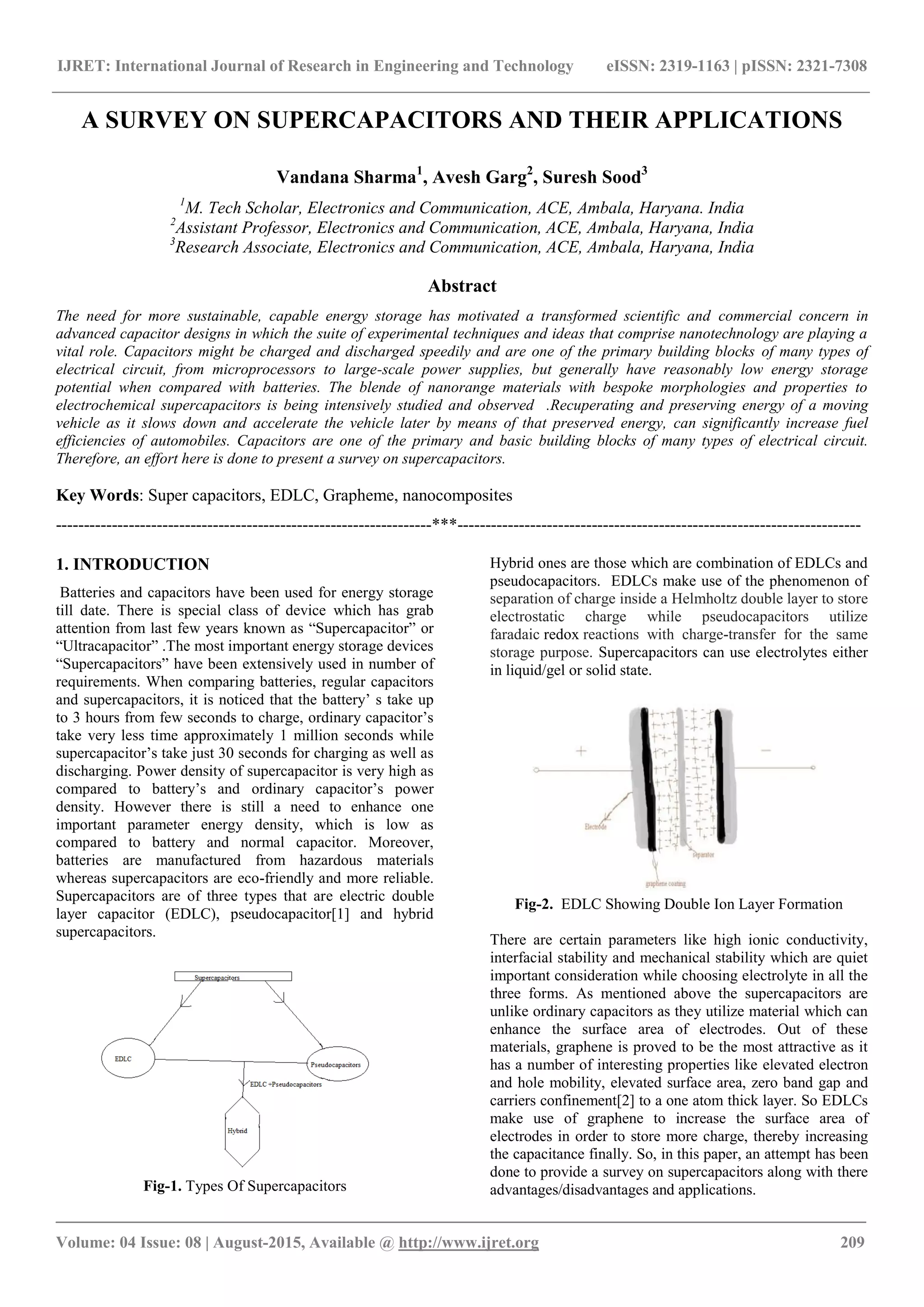 A survey on supercapacitors and their applications | PDF