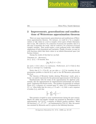 A Survey On The Weierstrass Approximation Theorem | PDF