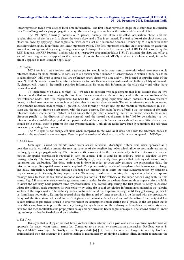 A Survey On Various Time Synchronization Techniques In Underwater Sen…
