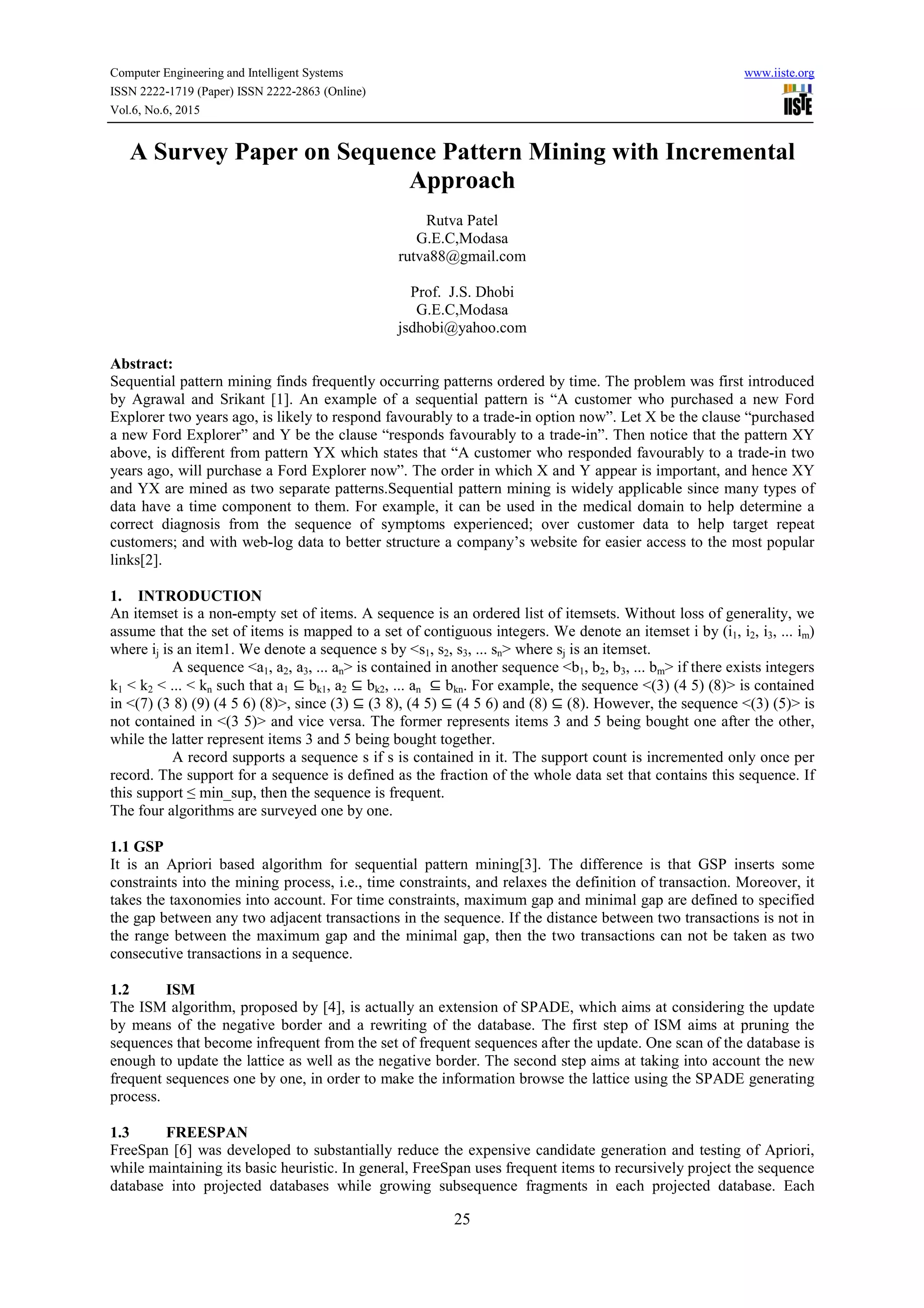 A survey paper on sequence pattern mining with incremental | PDF