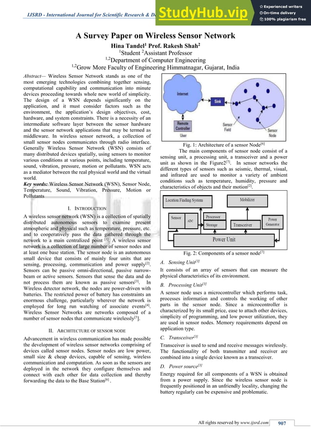 A Survey Paper On Wireless Sensor Network | PDF | Internet of Things | Internet