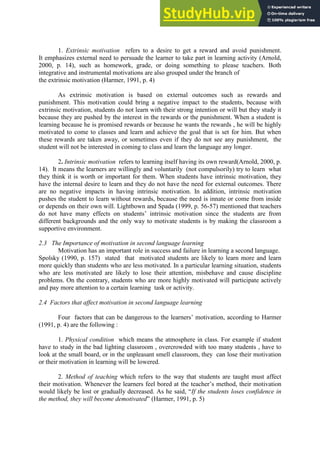 A Survey Study Of Motivation In English Language Learning Of First Year ...