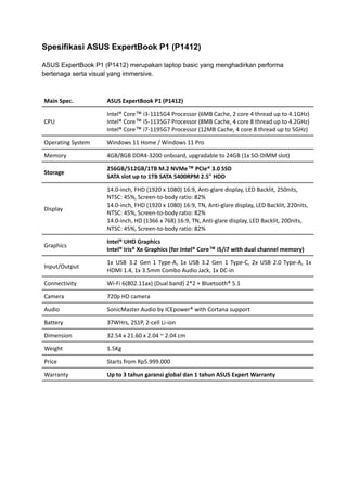 ASUS ExpertBook P1 (P1412) | PDF