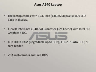 Asus laptop reviews | PPTX