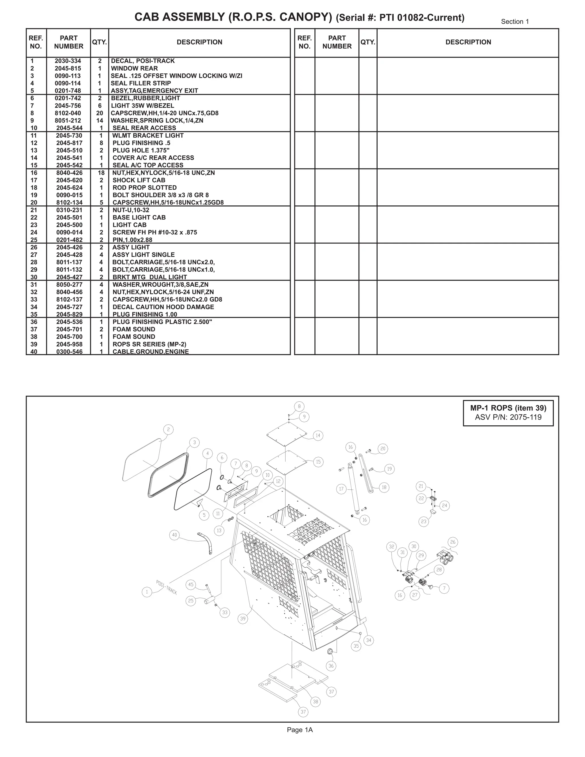 ASV Posi-Track PT-80 Track Loader Parts Catalogue Manual.pdf