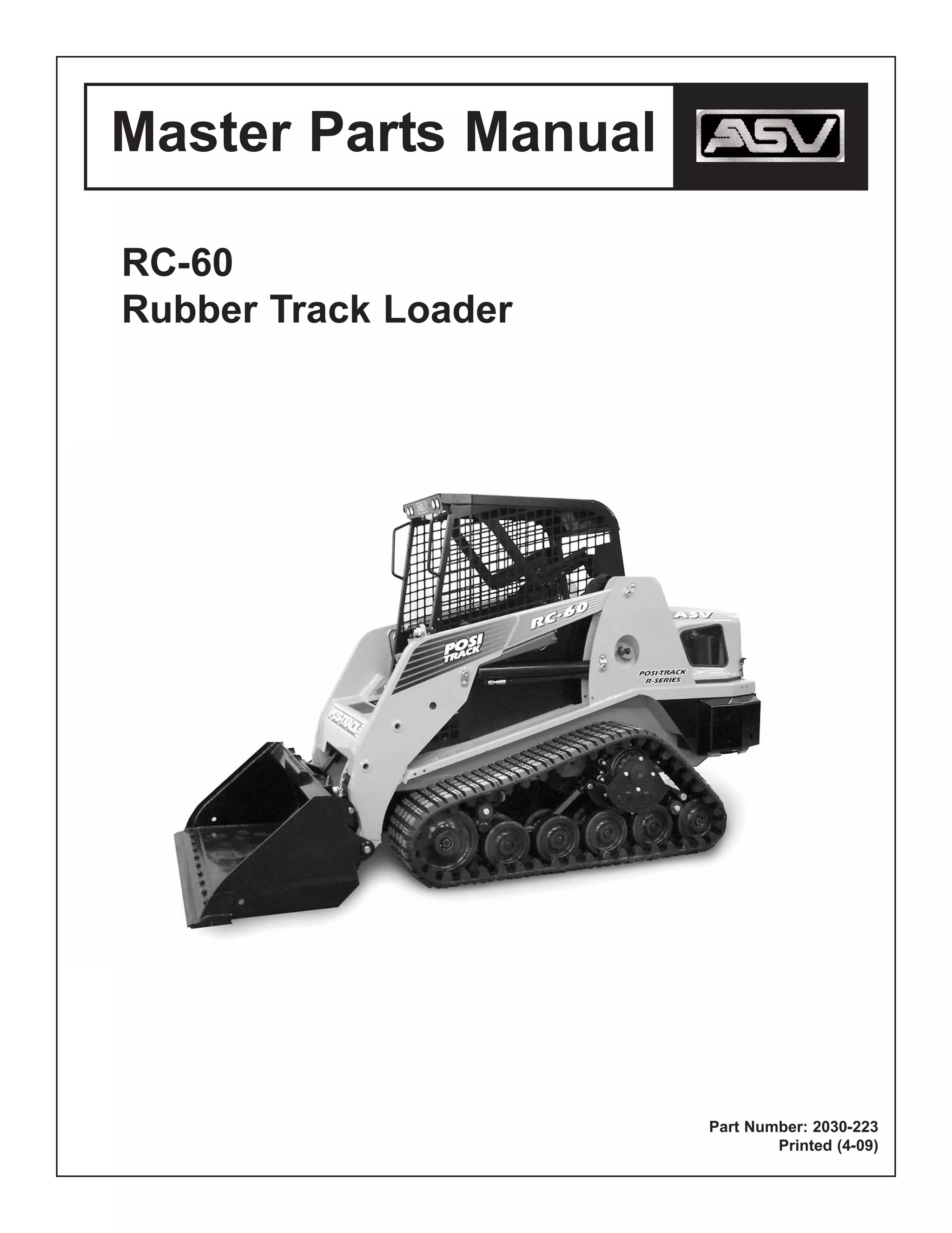ASV Posi-Track RC-60 Track Loader Master Parts Catalogue Manual.pdf