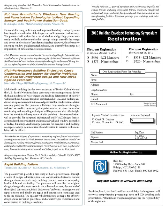 Asv rci building envelope symposium 2010-brochure | PDF | North America ...