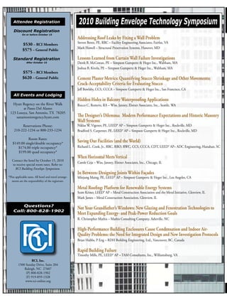 Asv rci building envelope symposium 2010-brochure | PDF | North America Travel | Travel Locations