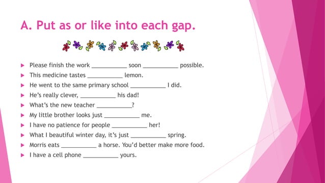 As vs like | PPTX | Resume Writing and Advice | Job Search