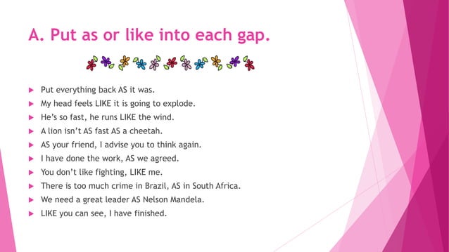 As vs like | PPTX | Resume Writing and Advice | Job Search