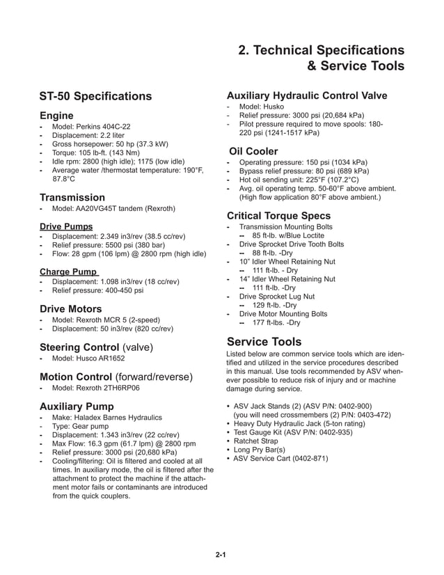 Asv st 50 scout tracked utility vehicle service repair manual | PDF