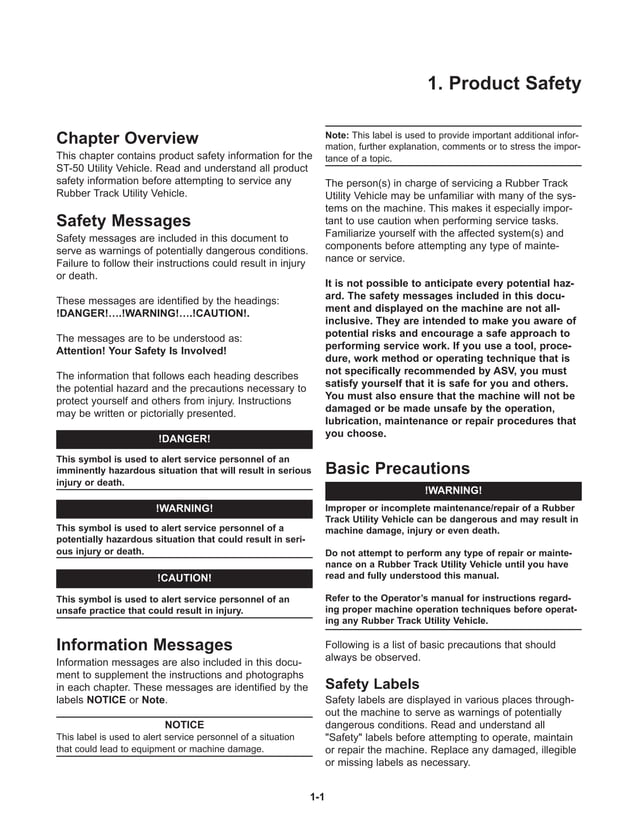 Asv st 50 scout tracked utility vehicle service repair manual | PDF