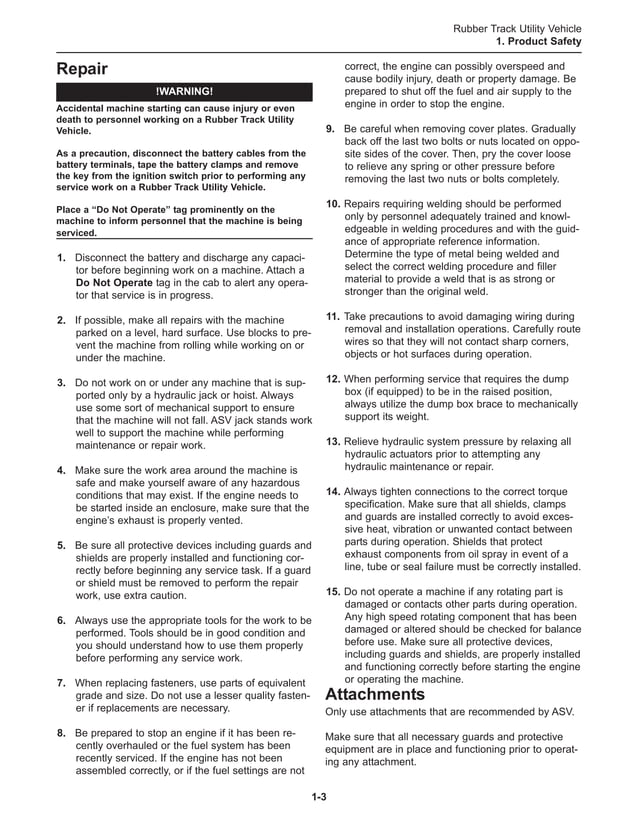 Asv st 50 scout tracked utility vehicle service repair manual | PDF