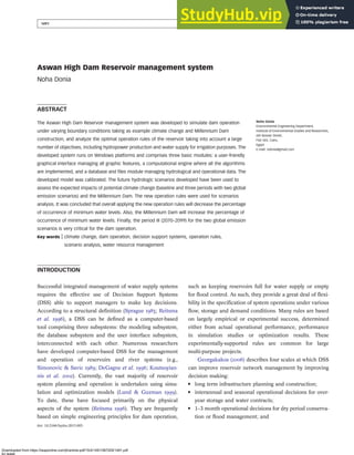 Aswan High Dam Reservoir Management System | PDF
