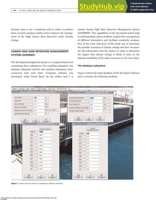 Aswan High Dam Reservoir Management System | PDF