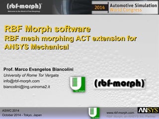 RBF Morph ACT extension for ANSYS Mechanical | PPT