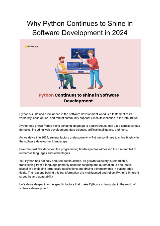 Python Continues to Shine in Software Development | PDF