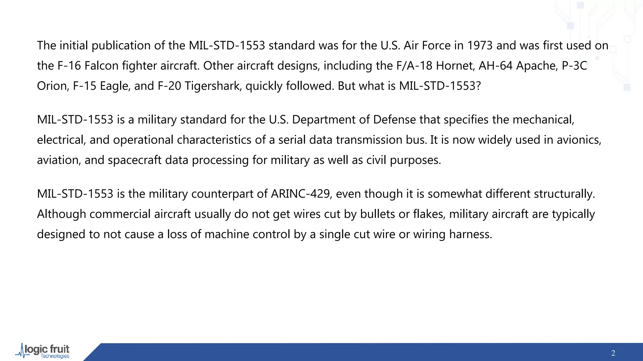 A swift introduction to MIL-STD 1553B Bus Architecture | PPTX