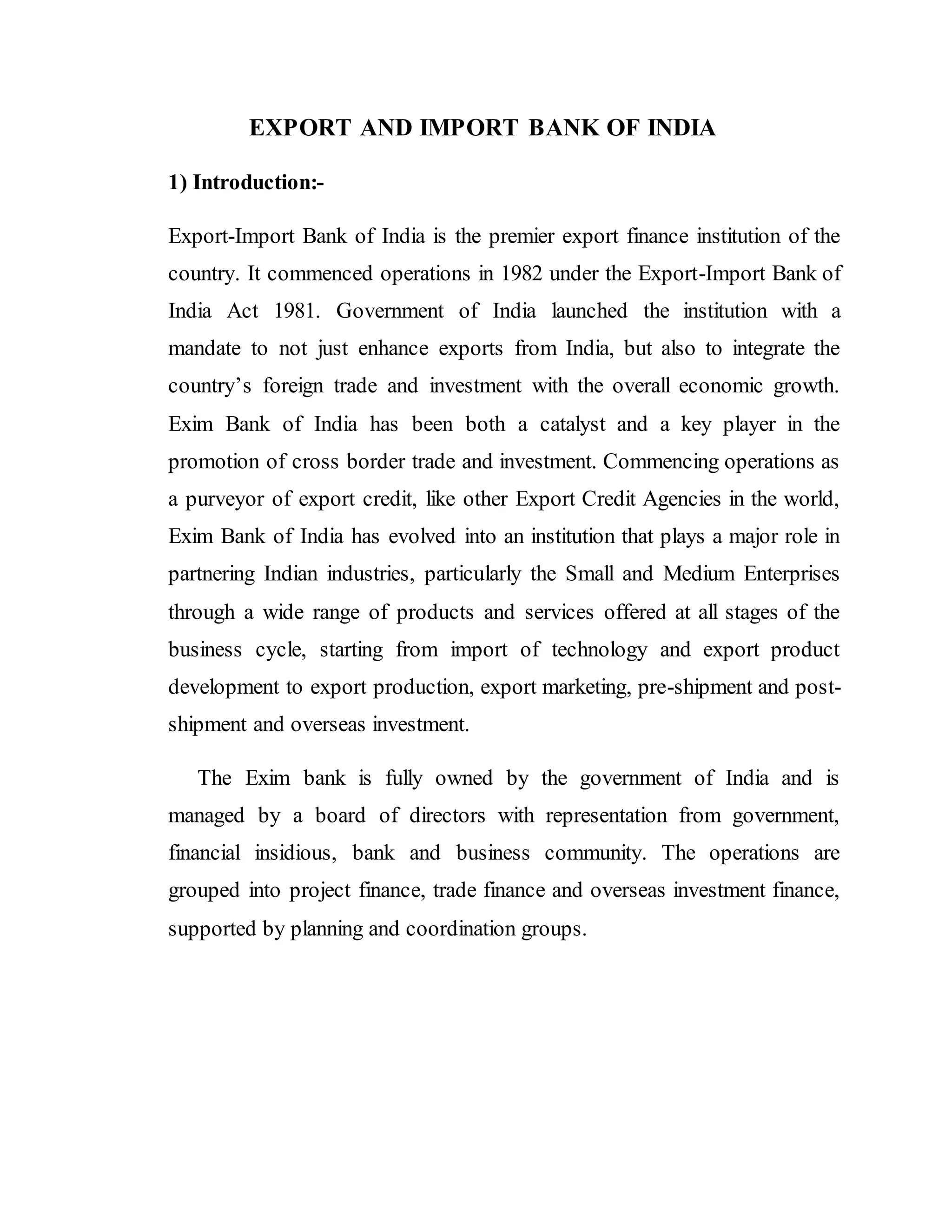 (EXIM) export and import bank of indi | DOCX
