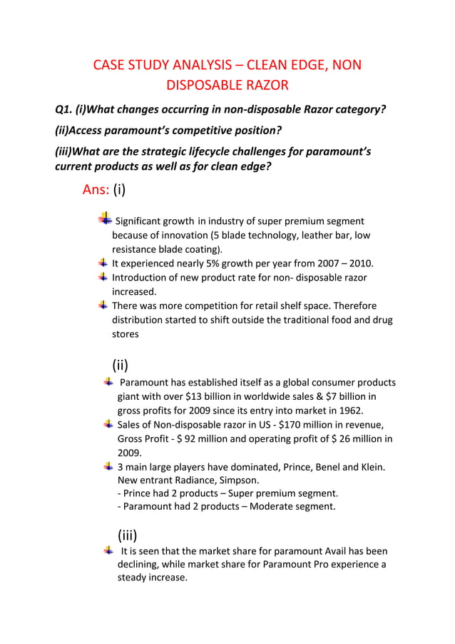 Clean Edge, Non Disposable razor case study analysis | PDF