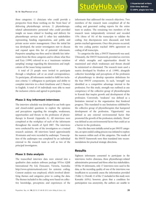 A SWOT Analysis Of The Physiotherapy Profession In Kuwait | PDF