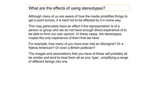 ASY1 Media Studies Representation 2: Stereotypes | PPT