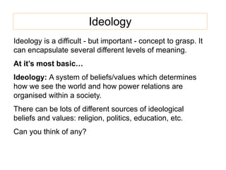 ASY1 Media Studies Representation 3 - Ideology | PPTX