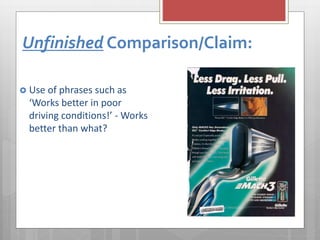 Unfinished Comparison Advertising Examples
