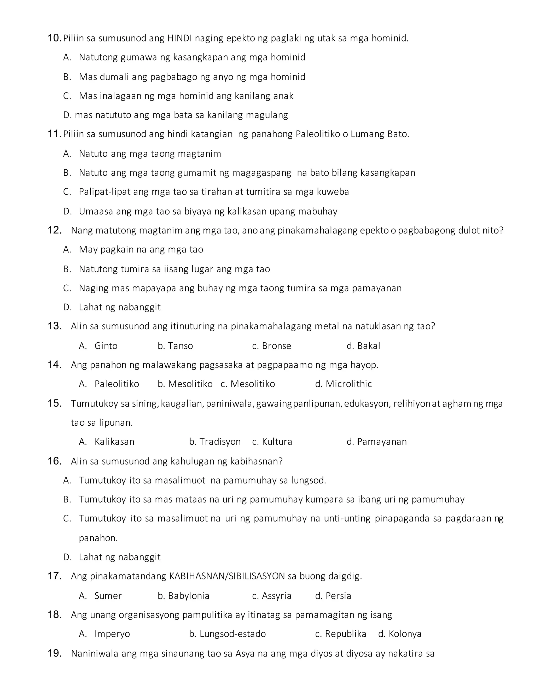 Asya test exam | DOCX