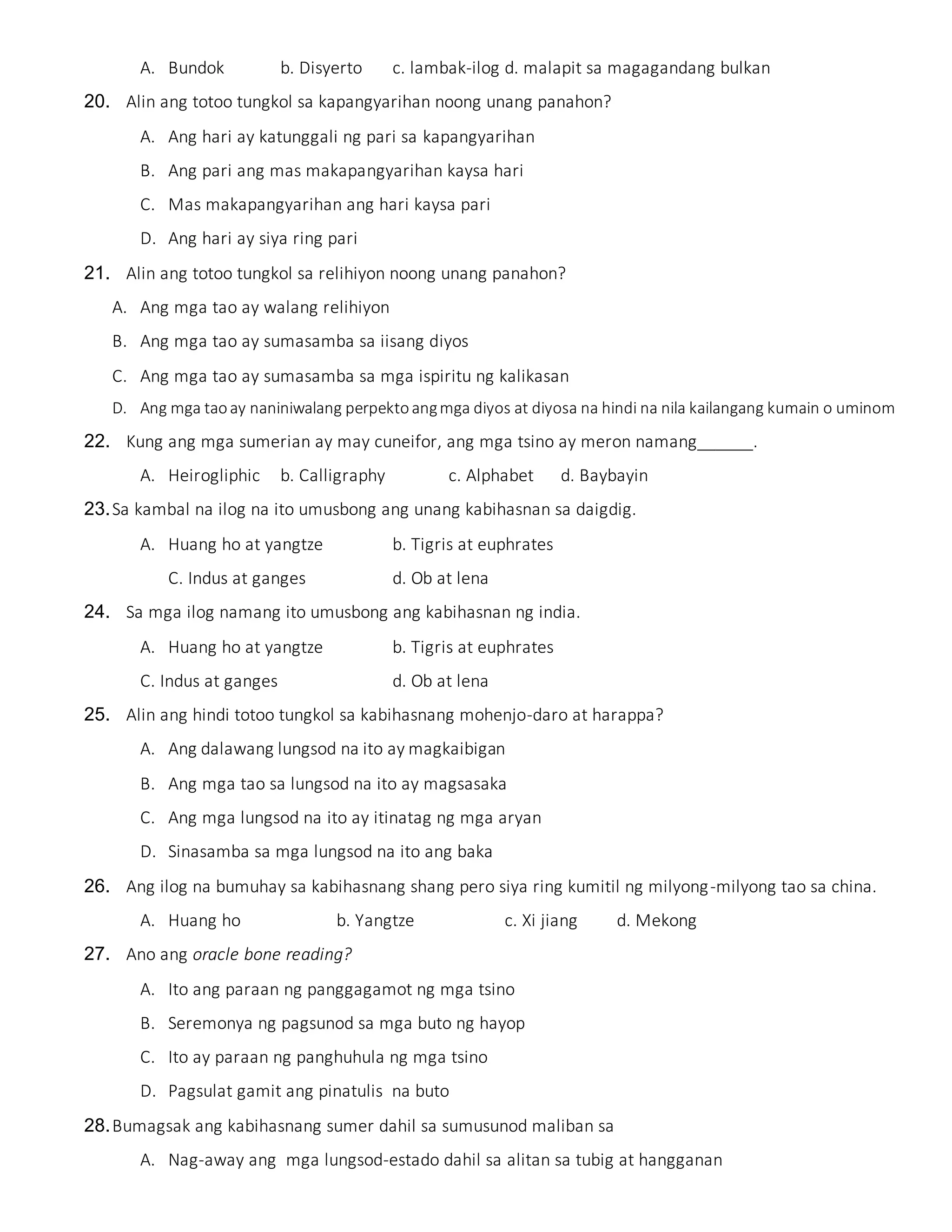 Asya test exam | DOCX