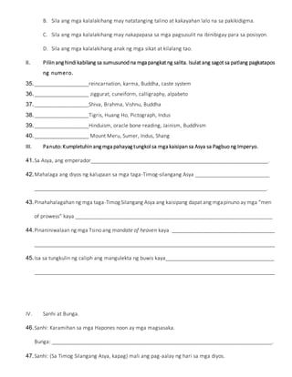 Asya test exam | DOCX