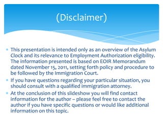 Asylum Clock & Employment Authorization | PPTX