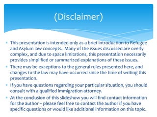 Intro to Refugee & Asylum Law | PPTX