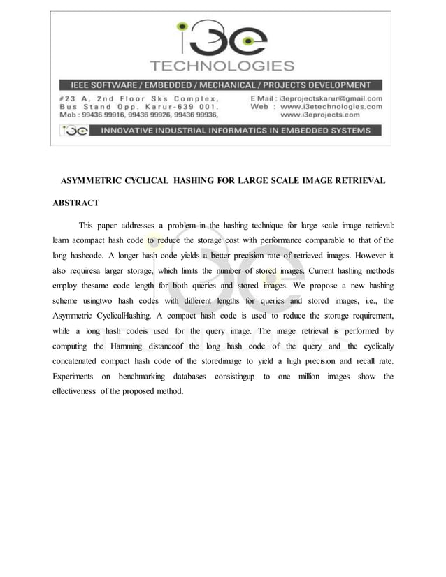 Asymmetric cyclical hashing for large scale image retrieval | PDF