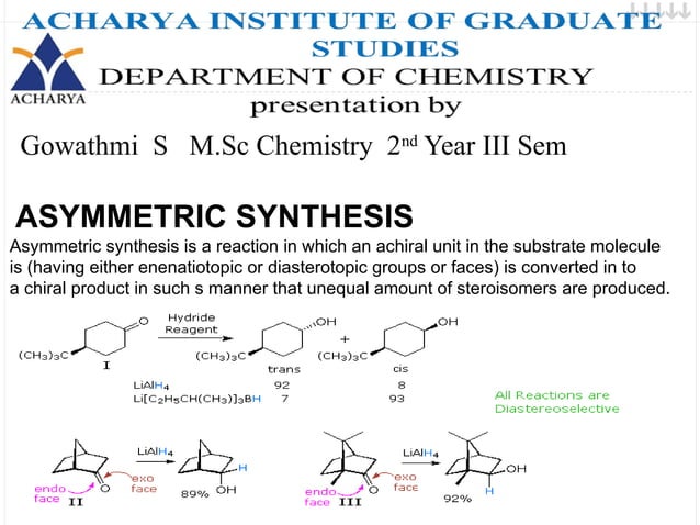 Asymmetric synthesis Introduction enantiomeric excess | PPTX | Chemistry | Science