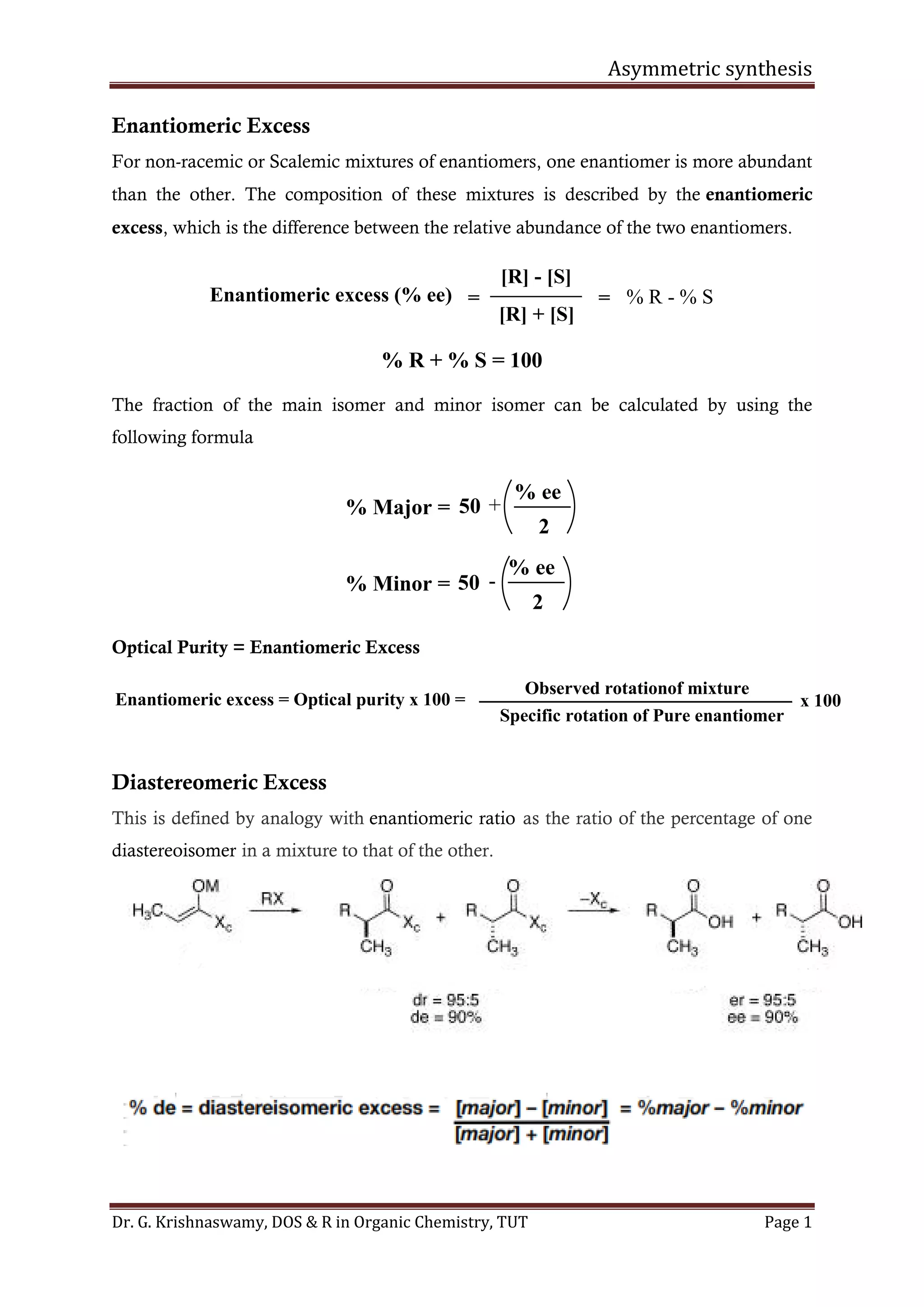 Asymmetric synthesis notes | PDF