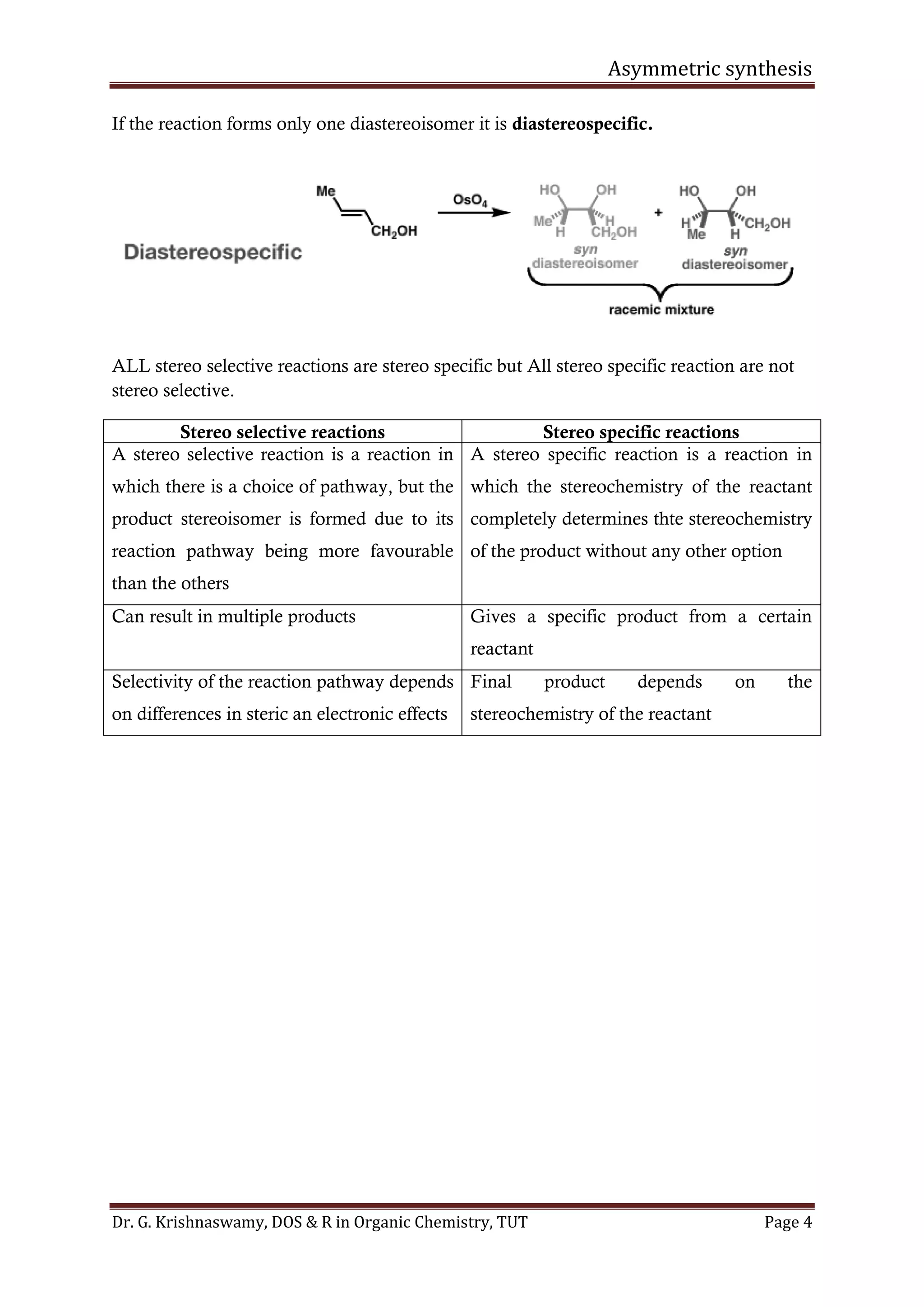 Asymmetric synthesis notes | PDF