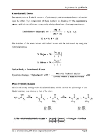 Asymmetric synthesis notes | PDF