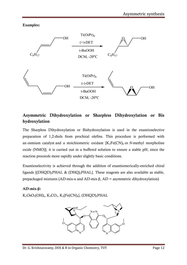 Asymmetric synthesis notes | PDF