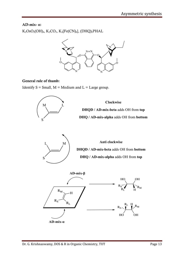 Asymmetric synthesis notes | PDF
