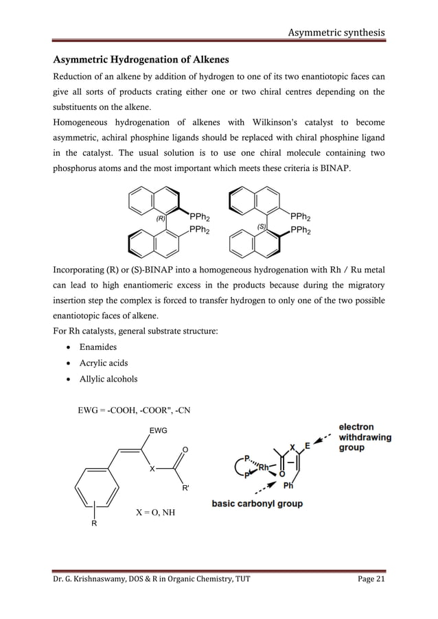 Asymmetric synthesis notes | PDF