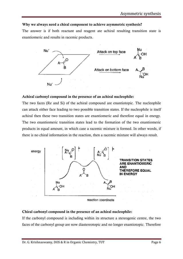 Asymmetric synthesis notes | PDF