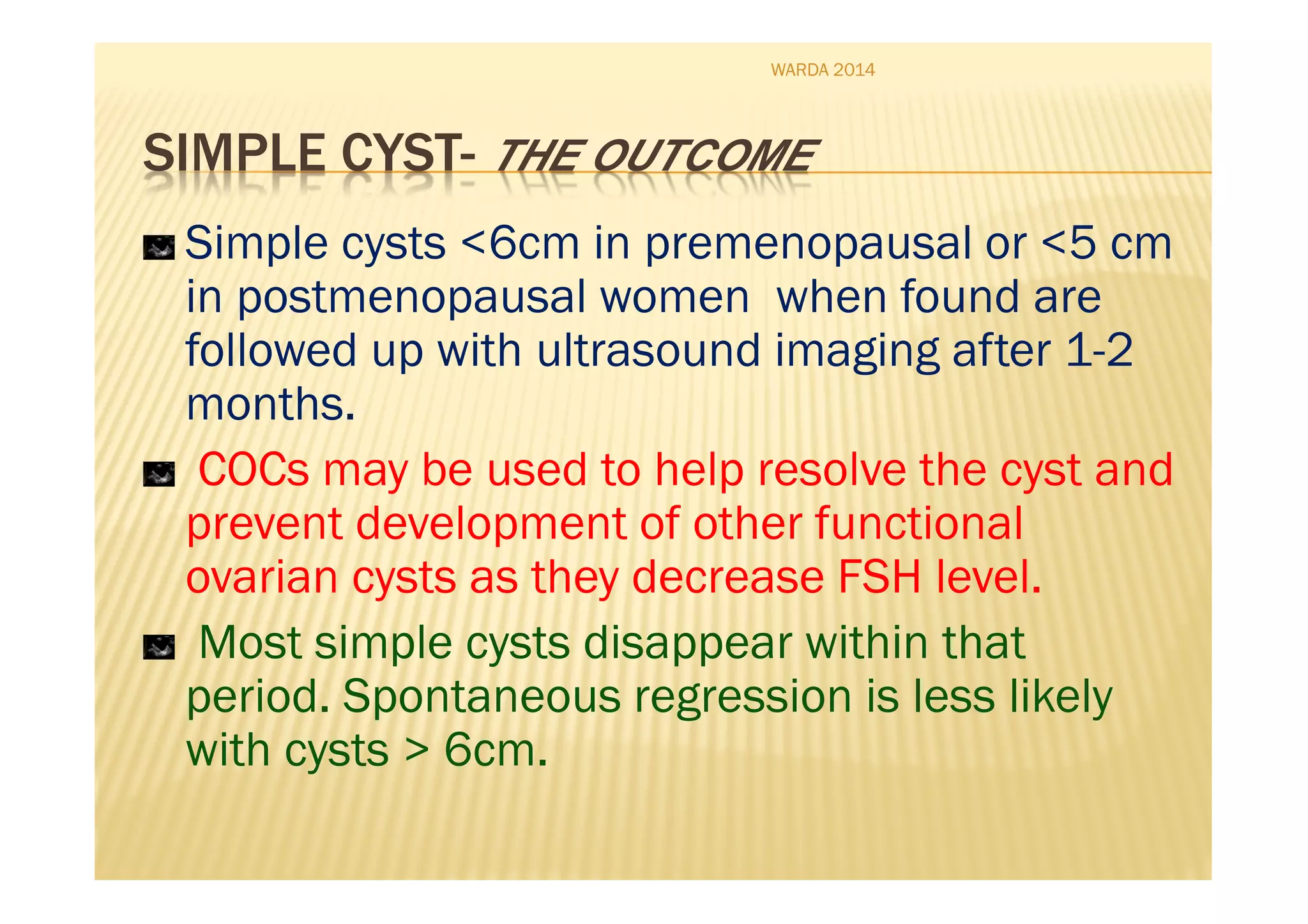 Asymptomatic palpable adnexal masses: ultrasound evaluation- warda | PPT