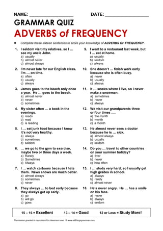 ADVERBS OF FREQUENCY | PDF