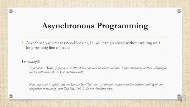 Asynchronous and parallel programming | PPTX