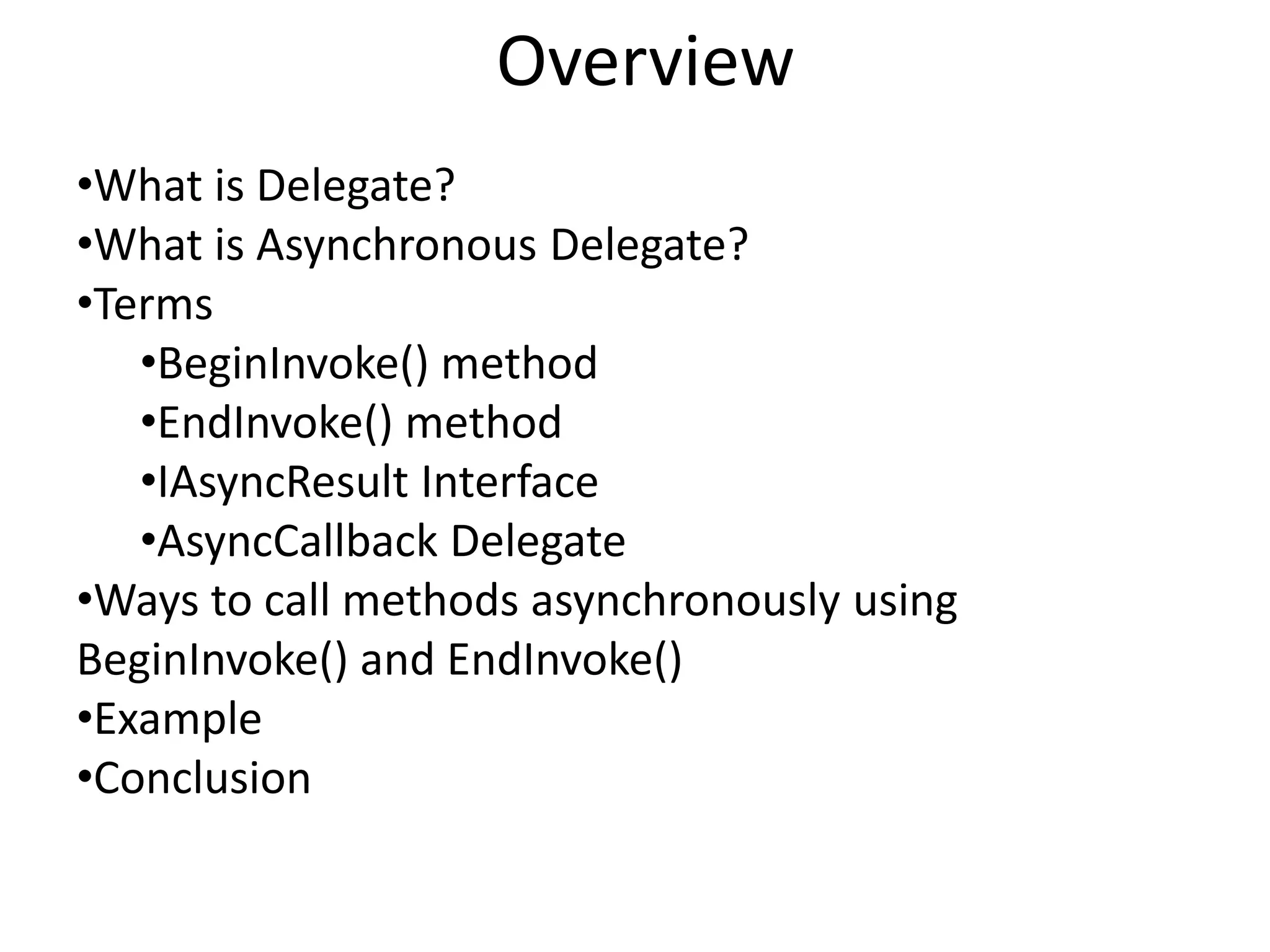 C Asynchronous Delegates Ppt