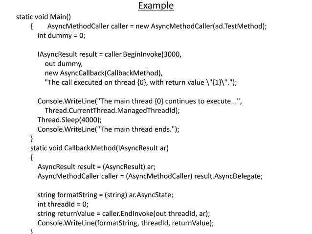 C Asynchronous Delegates Ppt