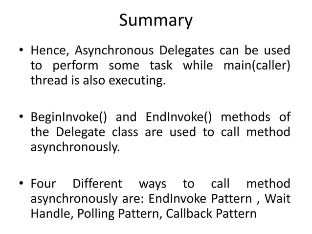 C Asynchronous Delegates Ppt