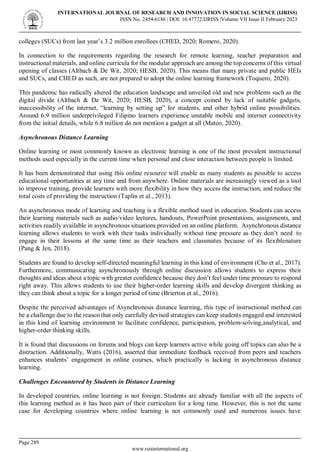 Asynchronous Distance Learning Parents’ Purview | IJRISS | PDF
