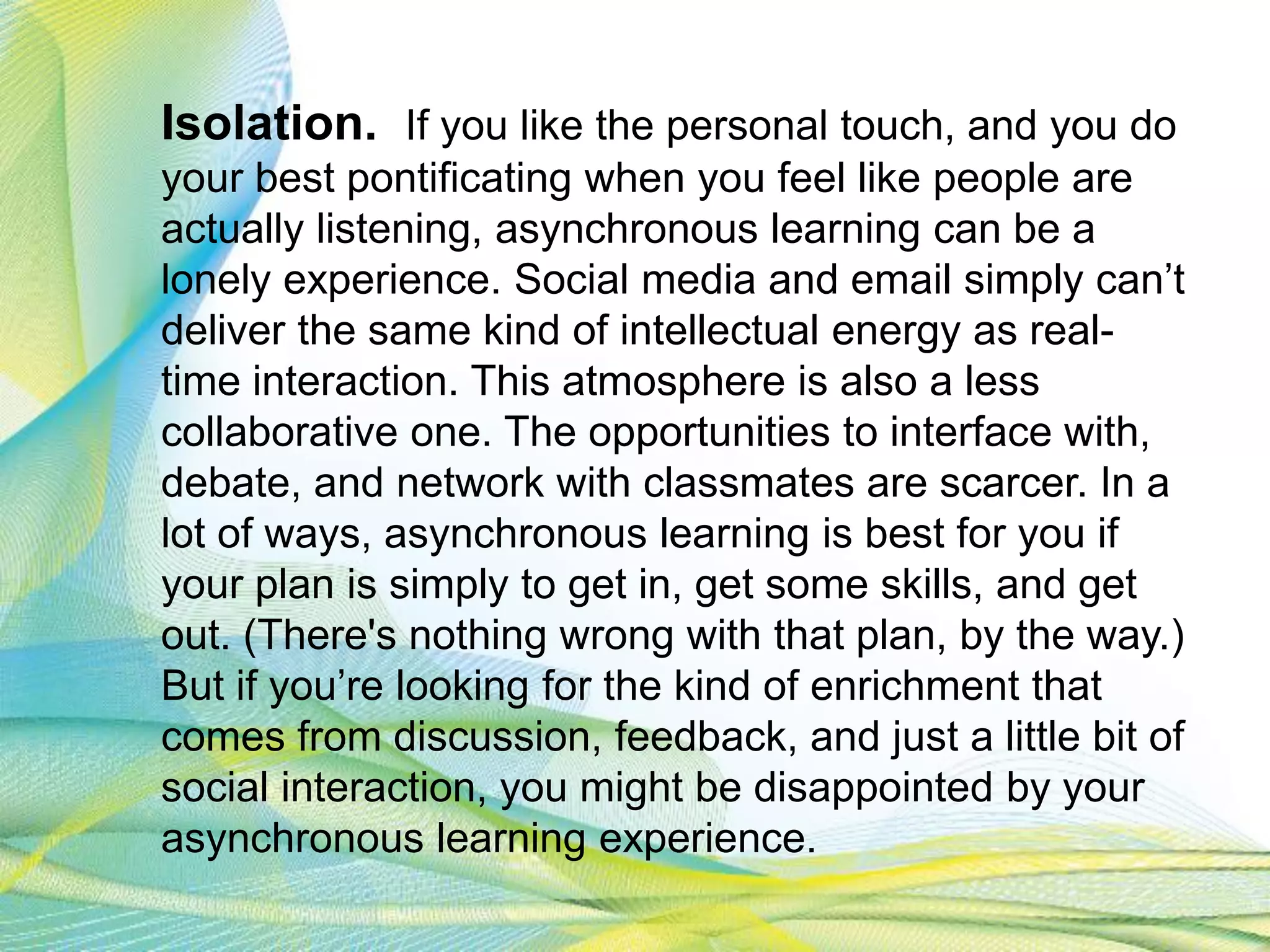 Asynchronous Learning vs Synchronous Learning | PDF